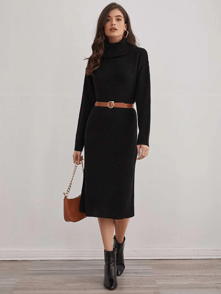 SHEIN Australia – Drop Shoulder Turtleneck Sweater Dress | 20% Off ...